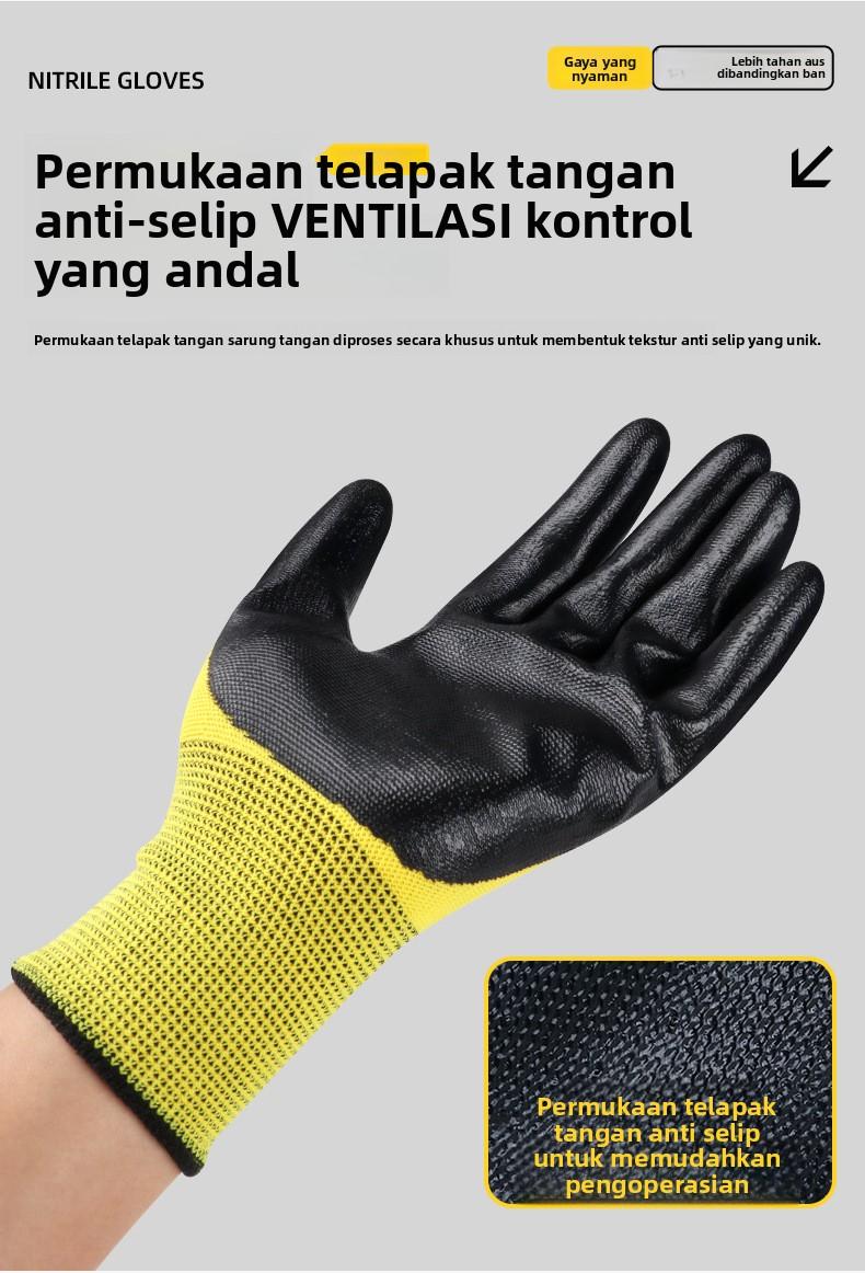 Sarung Tangan Kerja Tahan Aus Universal Lapisan Nitril Tahan Minyak ...