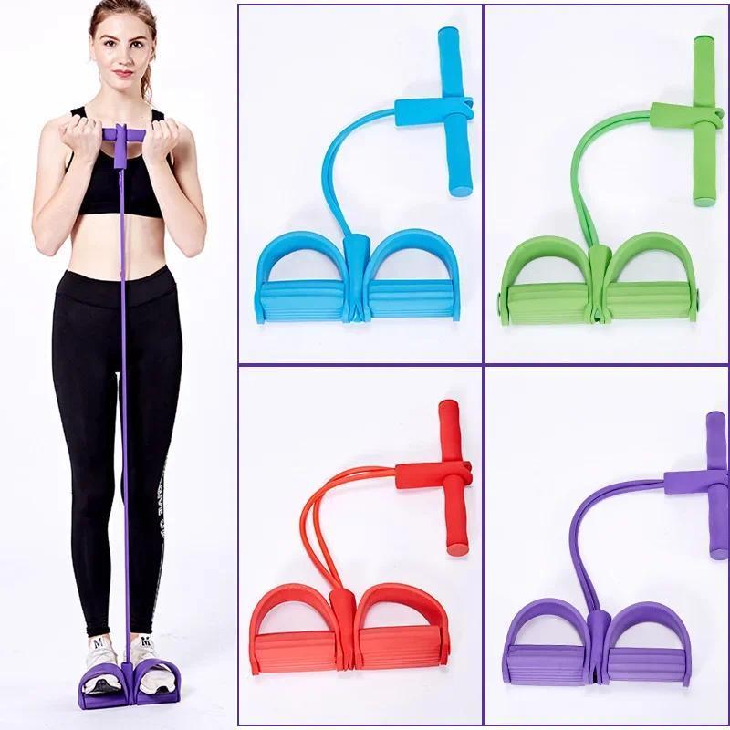4 Resistanc Elastic Pull Ropes Exerciser Rower Belly Resistance ...