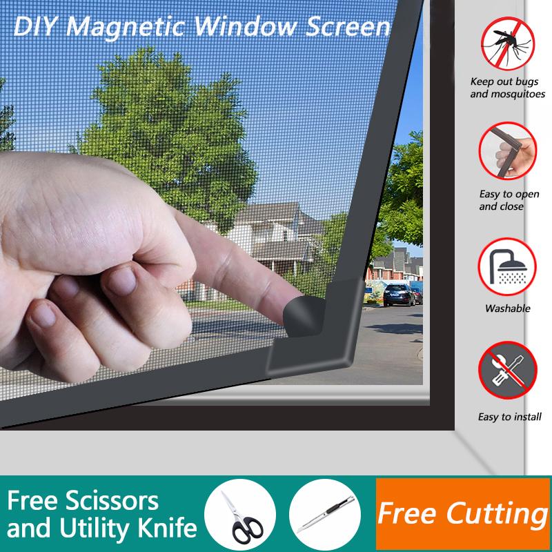 Window Screen Mosquito Net Adjustable Magnetic Window Screen &Velcro ...
