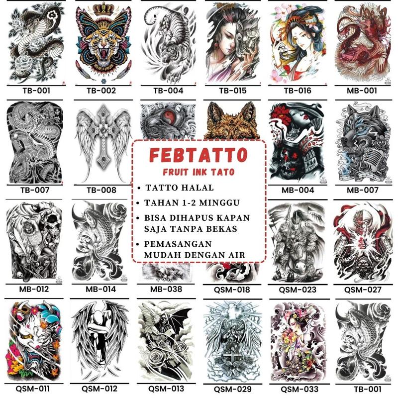 Tato Temporer FULL PUNGGUNG Ukuran 35cm x 48cm Motif Aesthetic - Shop ...