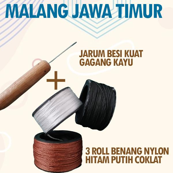 Paket DIY Jahit Sepatu SOL Sepatu 1 Jarum 3 Roll Benang Nylon Nilon ...