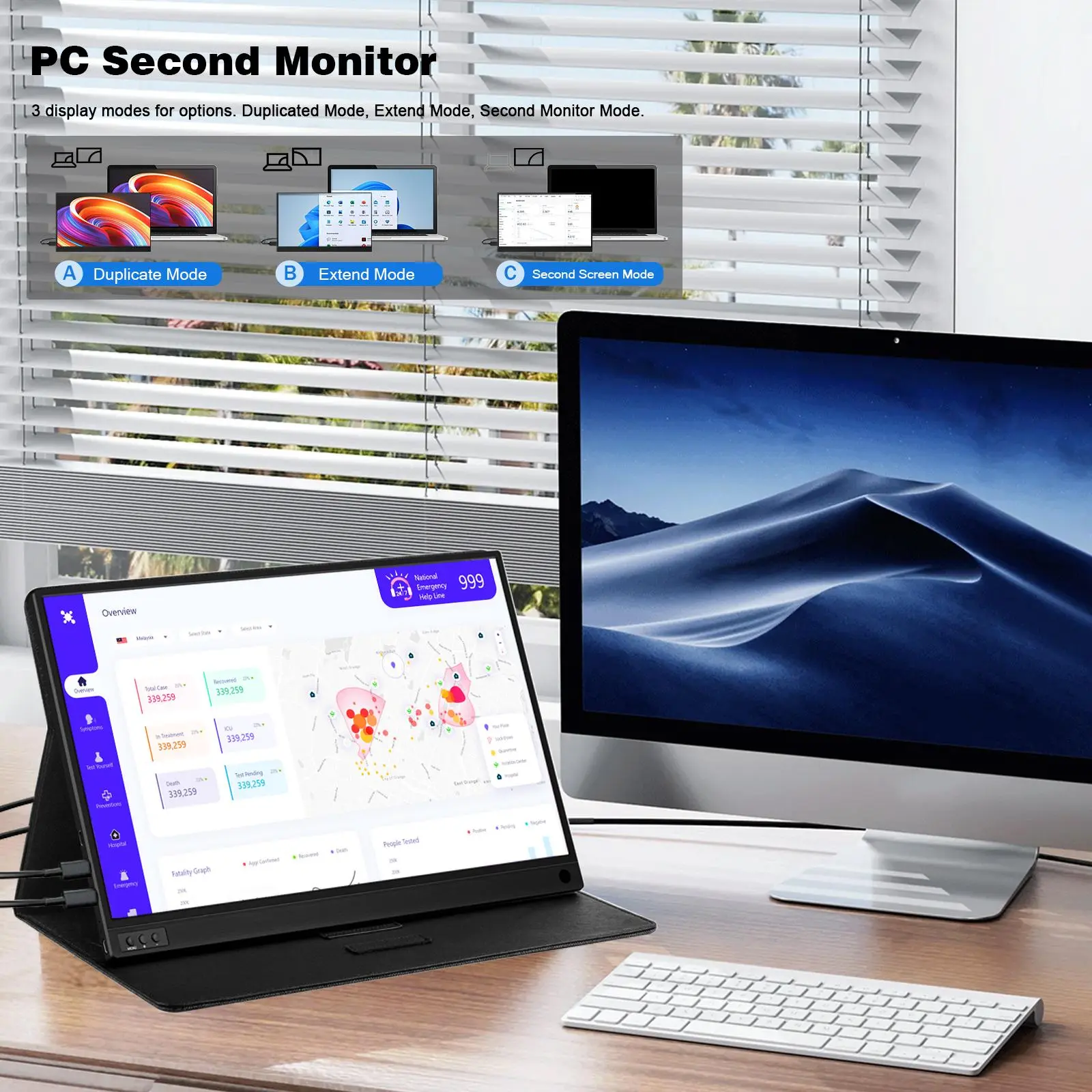 Portable Monitor, 1 Piece Christmas Gift 15.6 Inch 120Hz FHD Computer ...