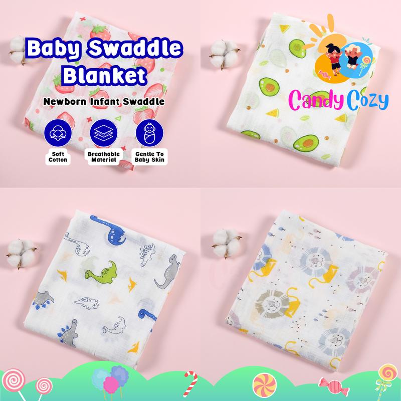 Newborn Baby Muslin Swaddle Wrap Bamboo Fiber Cotton | Kain Bedung ...
