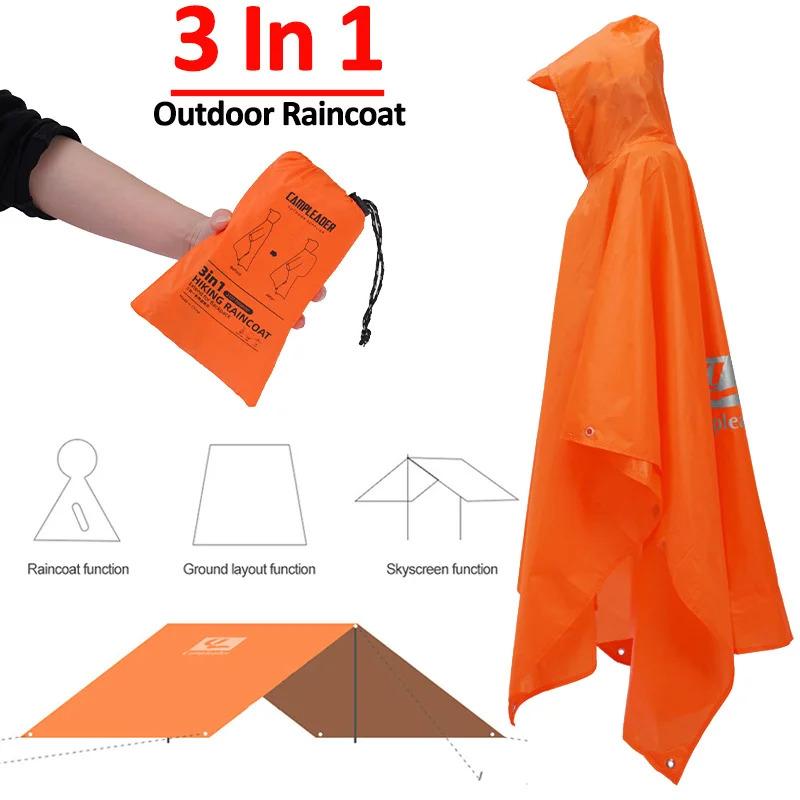 3 In 1 Outdoor Raincoat Hooded Sleeve Long Waterproof Rain Poncho ...