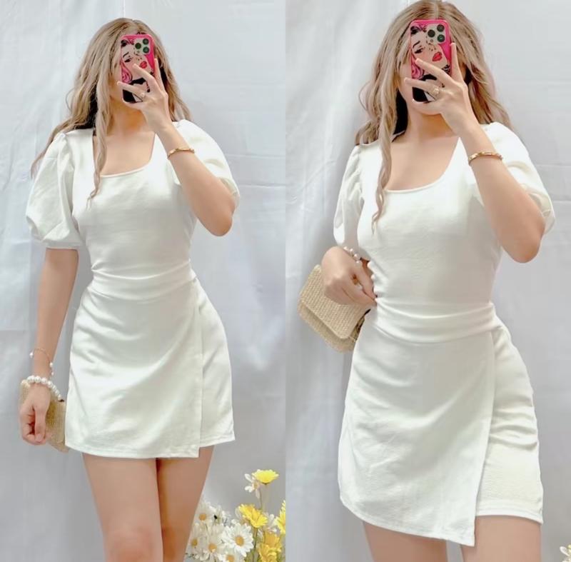 pp VEIN Terno Puff Sleeve Top Terno Skort Set Crepe Fabric Womenswear ...