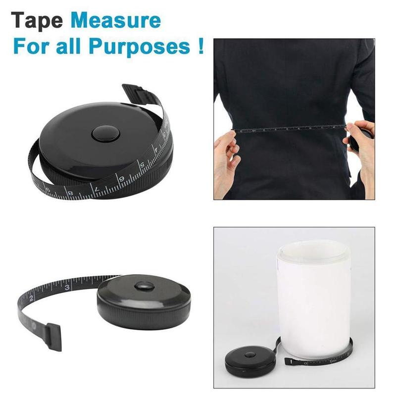 Self Retracting Plastic Soft Ruler Black Clothes Measuring Ruler Gift ...