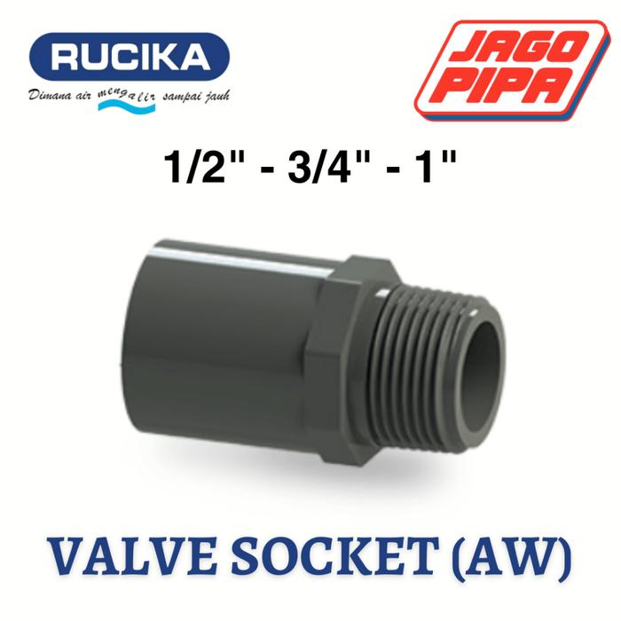 Promo Rucika Sock Drat Luar AW 1/2 - 3/4 - 1 Inch SDL Sok Valve Socket ...