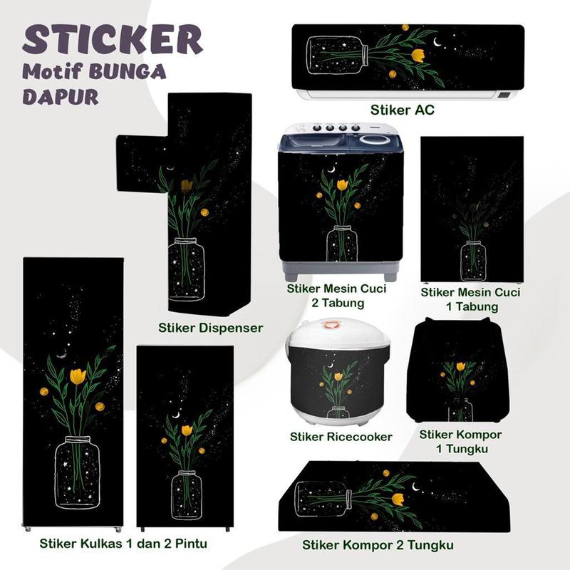 Stiker kulkas kompor mesin cuci 1 2 pintu tabung mata Rice Cooker ...