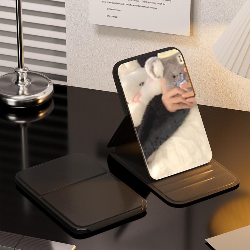 Foldable Mini Desktop Cosmetic Mirror Portable Small Mirror Solid Color ...