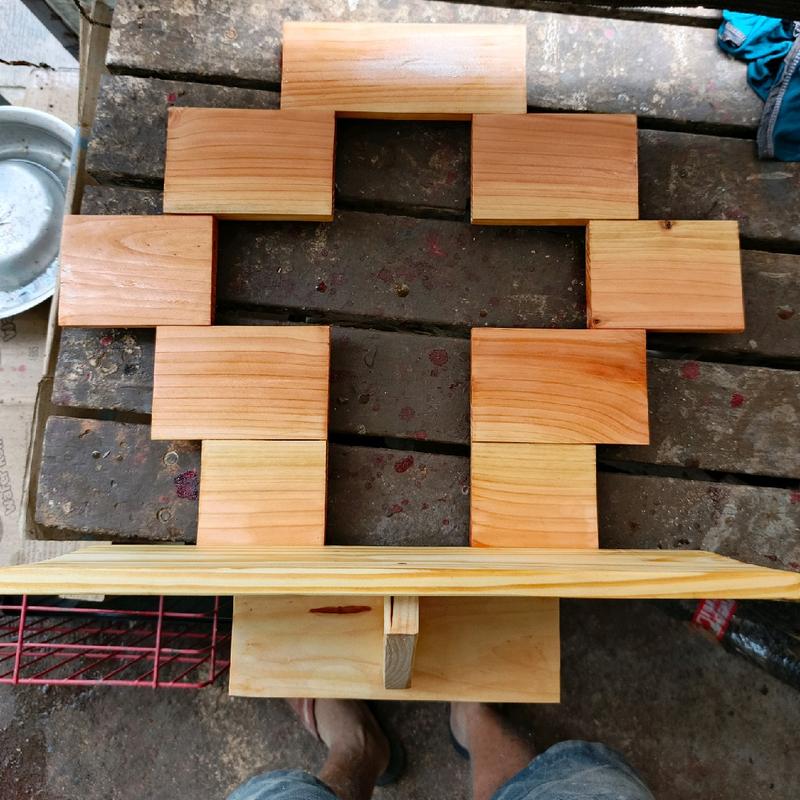 Wall mount wooden altar with LED lights in natural wood finished ...