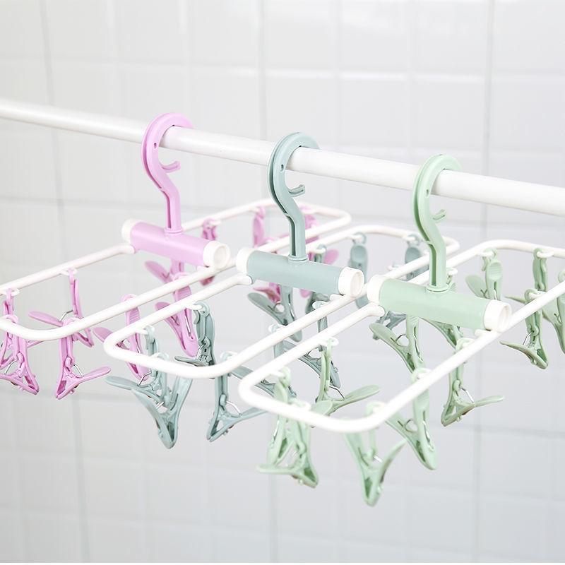12 Clip Foldable Clothes Socks Hanger Clothes Pin Foldable Clothes ...