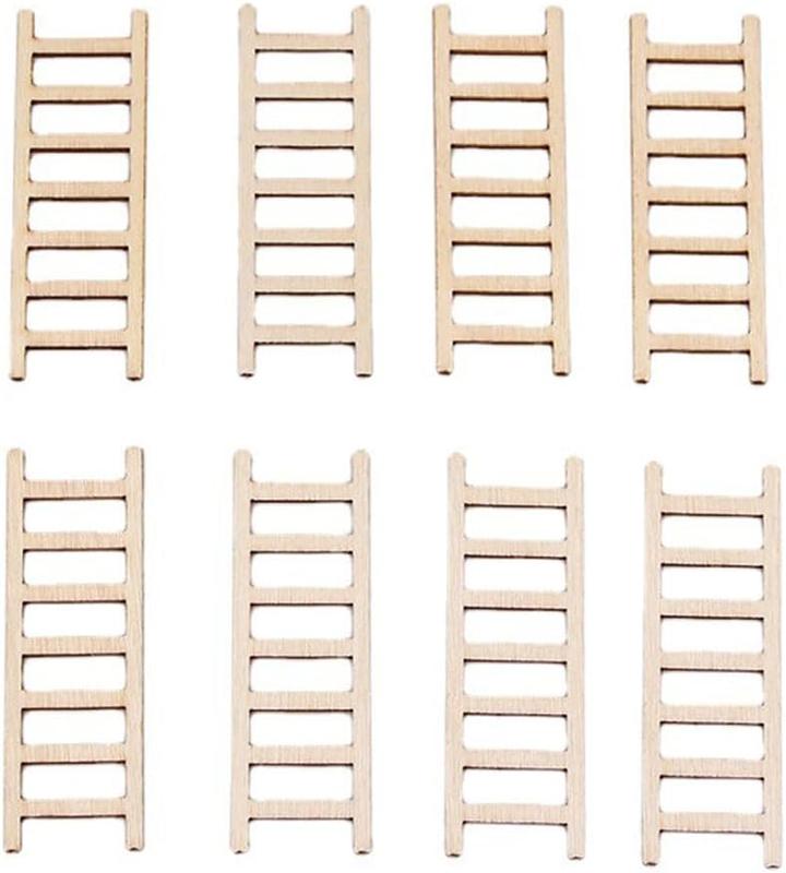 30PCS Mini Wooden Step Ladder Ornaments Fairy Garden Ladder Micro ...