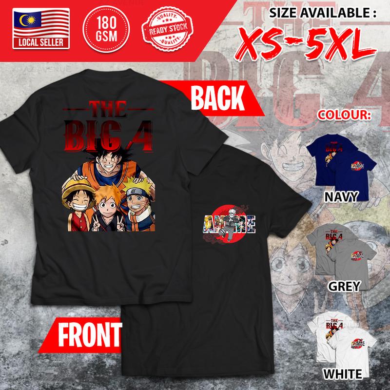 ANIME Characters Mashup Streetwear Cotton XS-5XL Short Sleeve Lengan ...