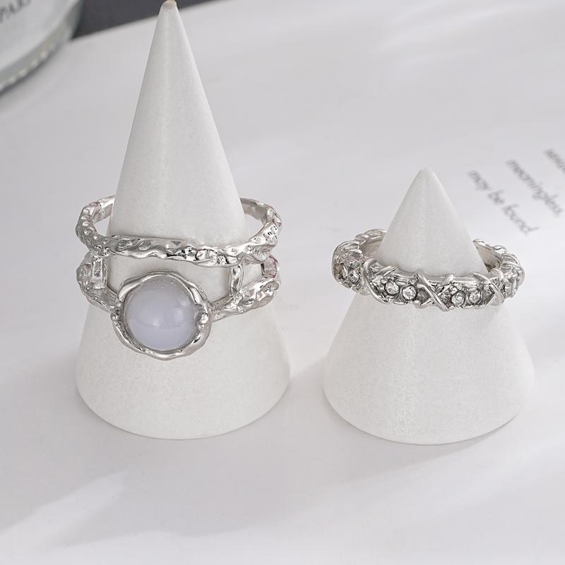 Cincin Moonstone, Reka Bentuk Khas Geometrik, Wanita, dengan - TikTok ...