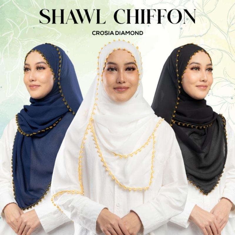 "SHAWL CROSIA Diamond l SHAWL HEAVY CHIFFON SULAM CROSIA 4 SIDE ...