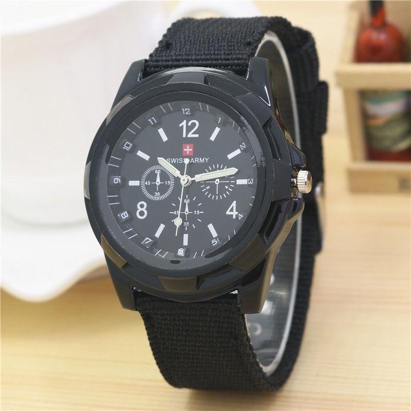 Men's Fashion Nylon Braided Strap Watch Night Light Sports Watch ...