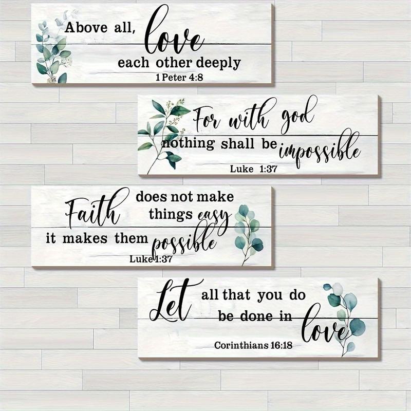 4 Pack, Wooden Christian Signs, Psalm Bible Wall Sign, Christian Wall ...