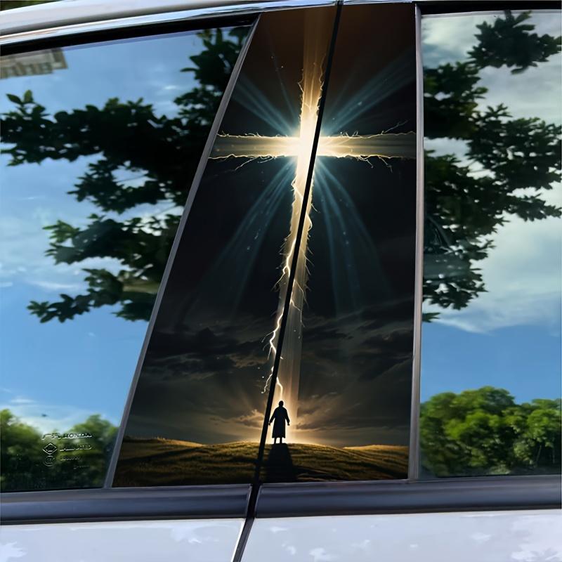 2pcs Jesus Christ Cross Car Window Decals, Self-Adhesive PE Religious ...