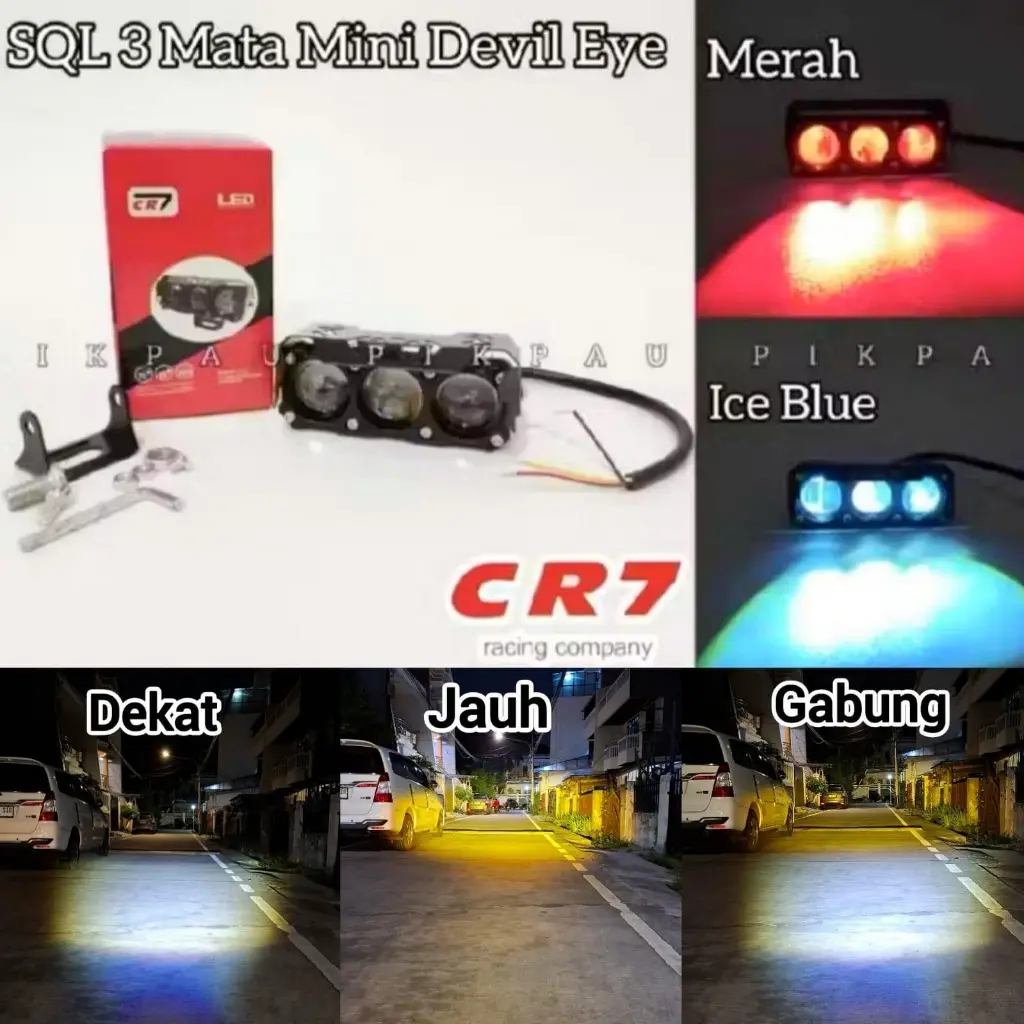 【Garansi 20 tahun】Lampu Tembak MINI Laser 3 Mata Devil Eye Super Terang ...