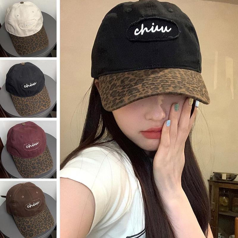 Topi Besbol Cetakan Leopard, Fesyen Korea, Uniseks, Rekaan Blok ...