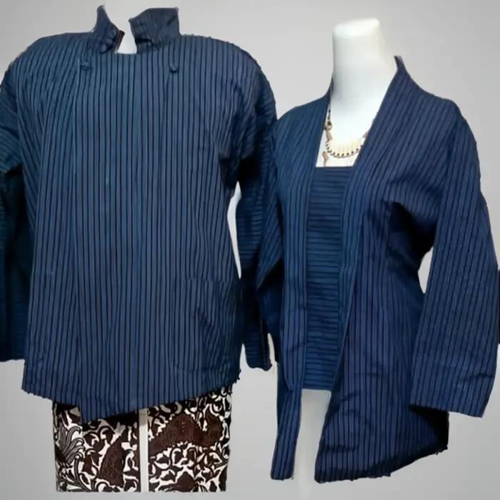 Baju Lurik Peranakan Biru, Bahan Tenun Adat Jogja, Model Sorjan - Shop ...