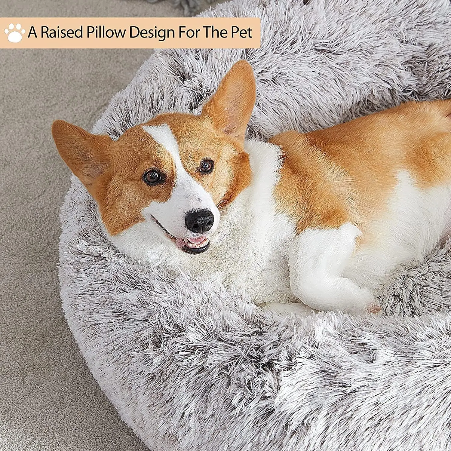 Gradient Cozy Plush Pet Bed with Non Slip Bottom Design, 1 Piece Warm ...