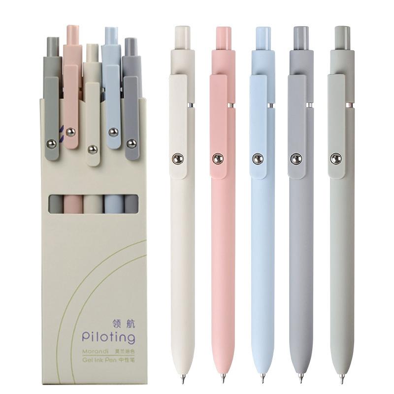 5PCS/Pack 0.5MM Morandi Gel Pen Sets Black Refill Writing Ge - TikTok ...