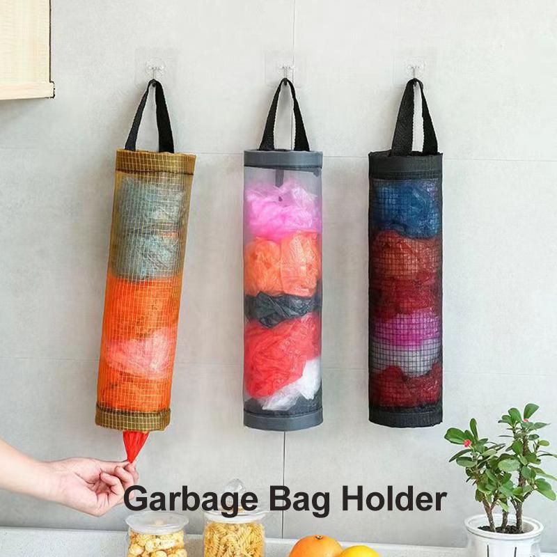 Kitchen Plastic Grocery Bag Organizer Wall Mounted Garbage Net - TikTok ...