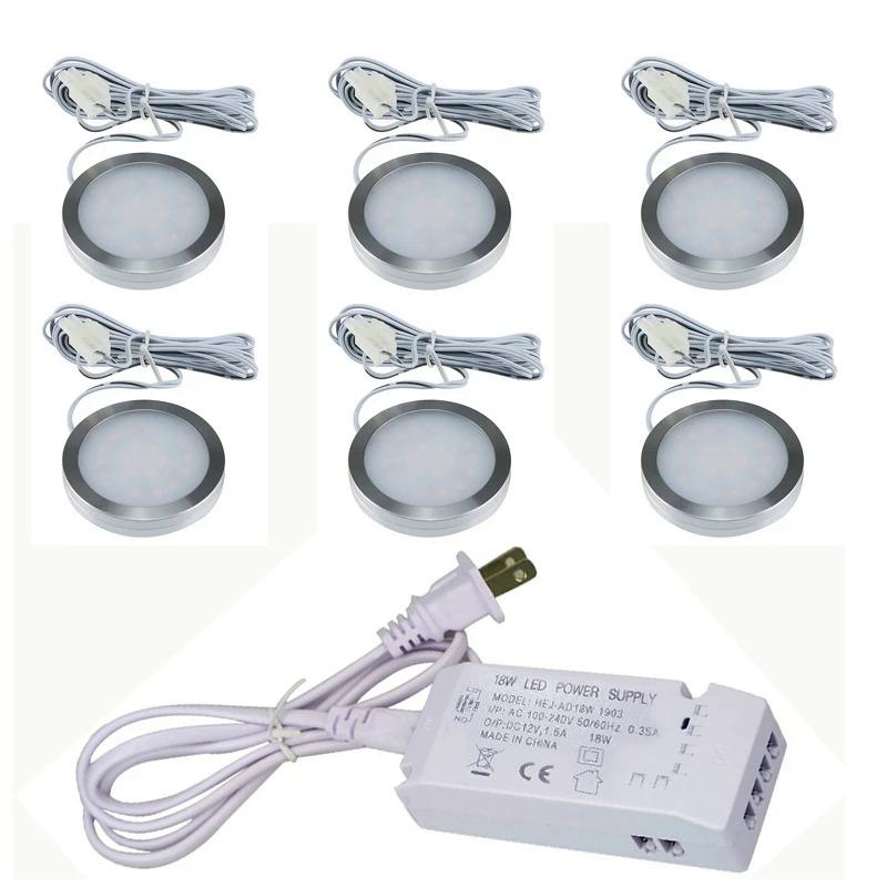Lampu kabinet LED 2W dengan penyesuai kuasa 12V, 1 / 3 / 6 keping ...