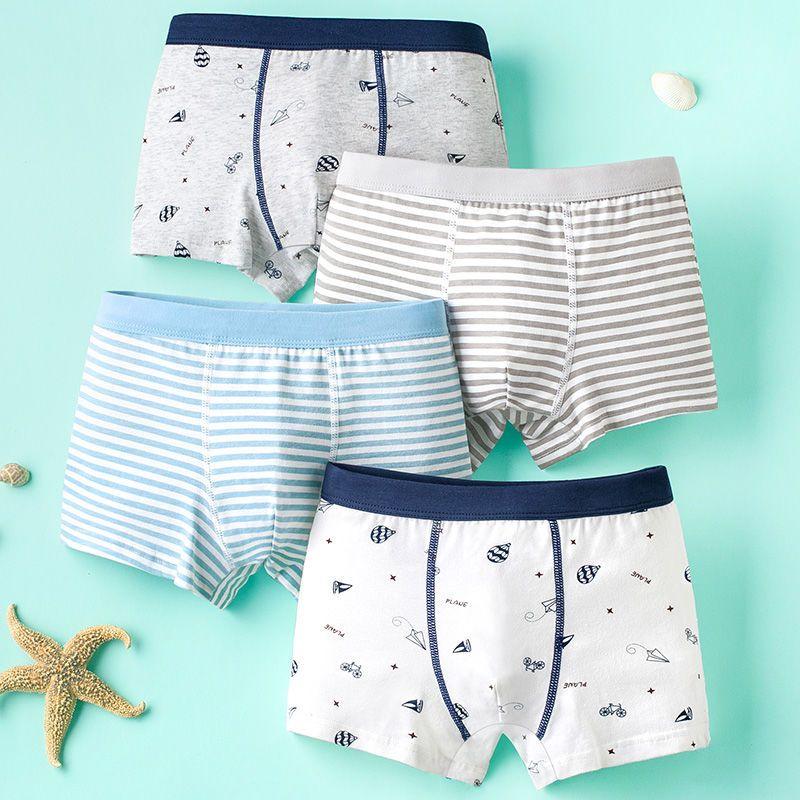 4 Pack Children's Underwear Male Pure Cotton Boxer Brief Middle ...
