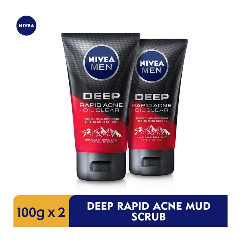 NIVEA FOR MEN DEEP Rapid Acne Oil Clear Mud Scrub TWP 2x100g - TikTok ...