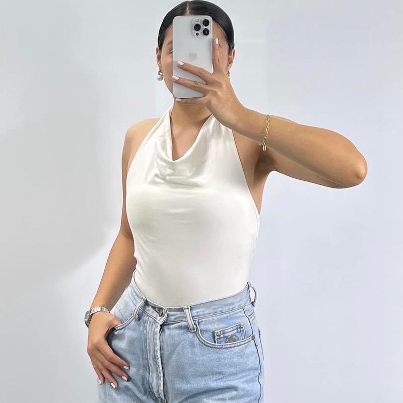 Klariz Cowlneck Classy Halter Backless Double Lining Top - TikTok Shop ...