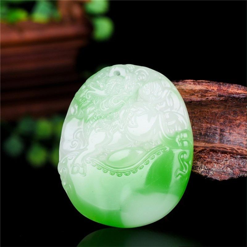 Fashion Emerald Green White Jade Jade Ingot Pixiu Safety Pendant ...