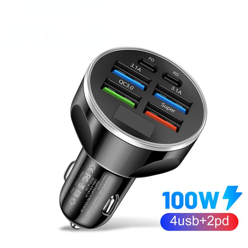 COD 2024 New 6-in-1 Digital Display Car Charger Supports 100W - TikTok ...