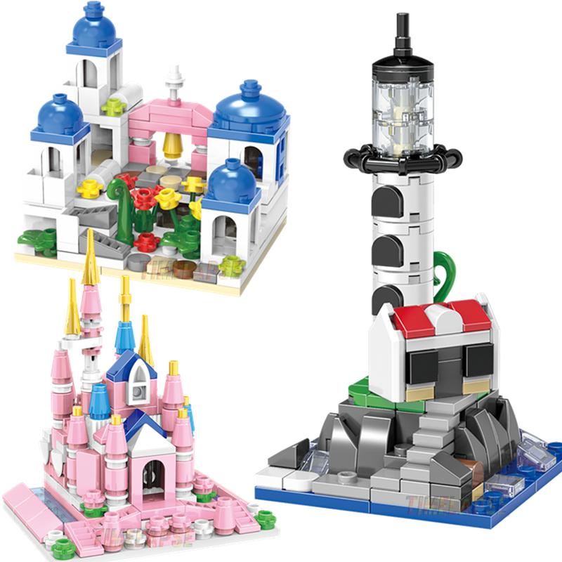 DIY Architecture Castle Lighthouse Street View House Building Blocks ...