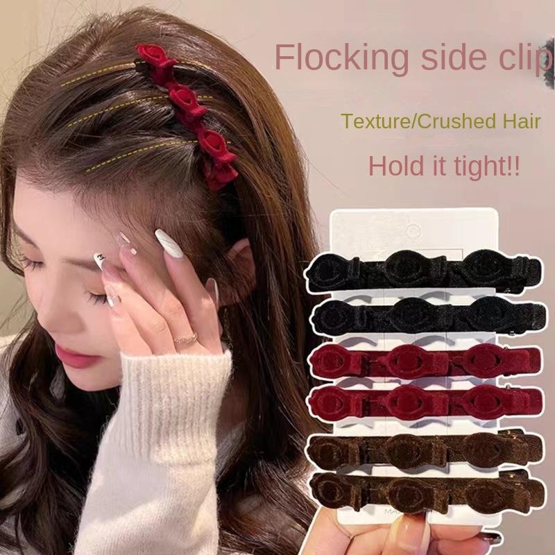 Princess Flocking Braided Hair Barrettes Side Clip Female Forehead ...