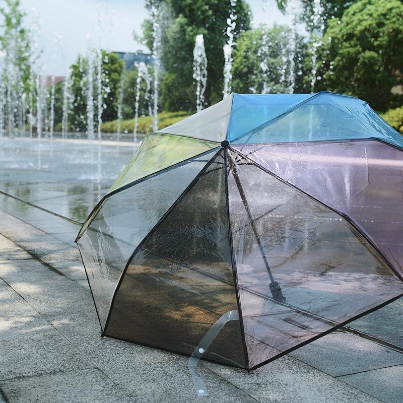 1pc Rain Gear Rainbow Creative Trend Umbrella Folding Automatic ...