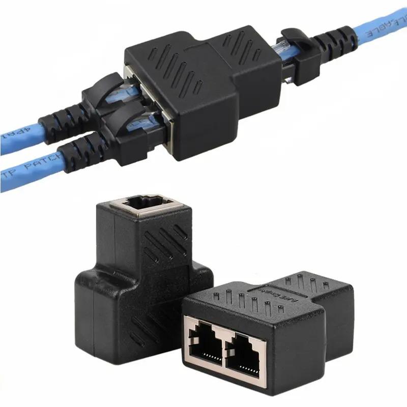 RJ45 splitter adapter 1 Male port to 2 dual female to RJ 45 Port ...