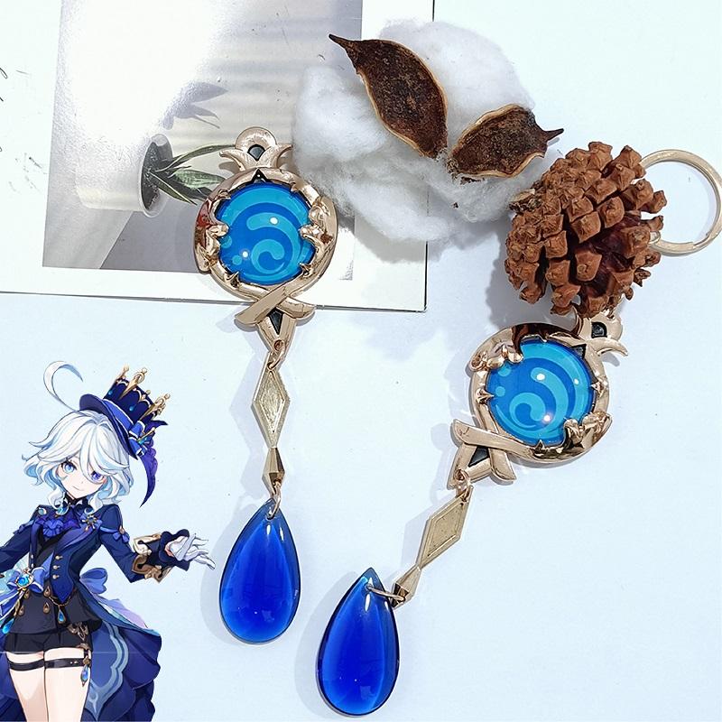 Furina Metal Luminous Keychain Genshin Impact Focalors Keyrring Xmas ...