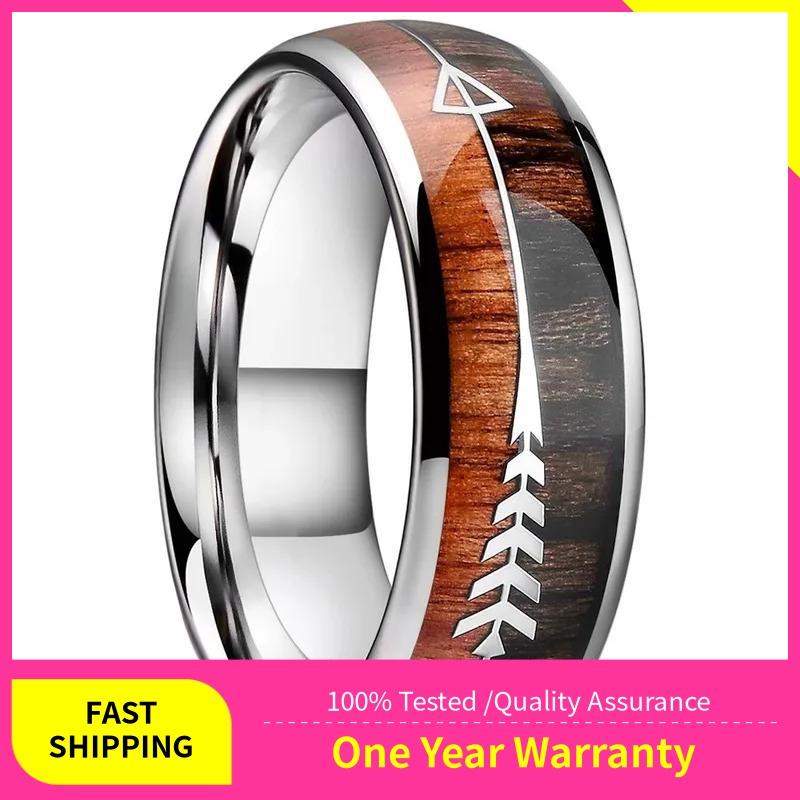 8mm Silver Color Stainless Steel Arrow Rings for Men Women Inlaid ...