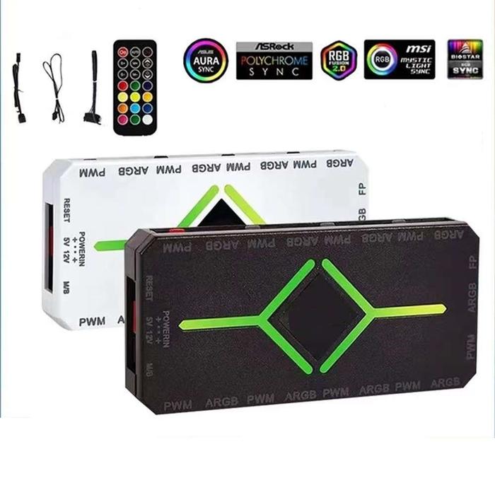 Promo 12Port ARGB Fan Hub Controller PC Fan RGB Fan PWM ARGB 3pin ...