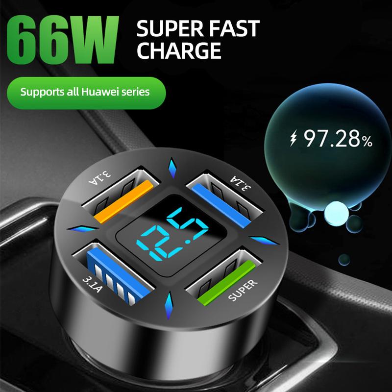 4 in 1 Car Charger Quick Charge PD QC3.0 With Voltmeter Cig Lighter ...