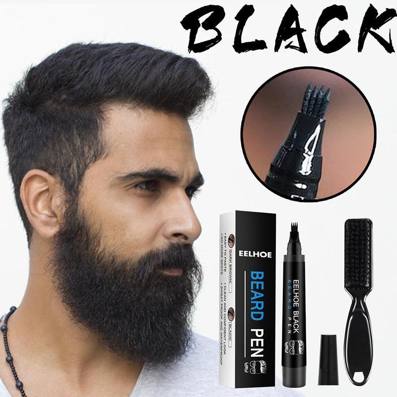 Black Beard Pen Beard Filler Pencil And Brush Beard Waterproof - TikTok ...