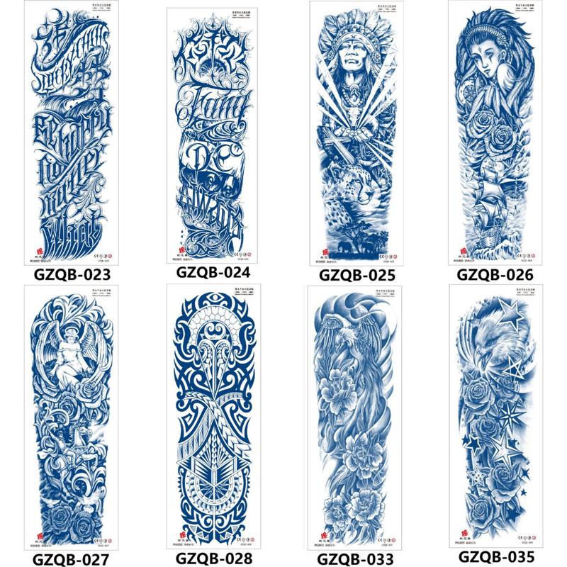 Tahan 1 Bulan Stiker Tato / Tato Temporer full lengan 17X48cm Motif ...