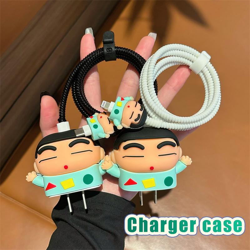 3pcs/set Silicone Charging Cable Protector Shin-chan Cartoon - TikTok ...