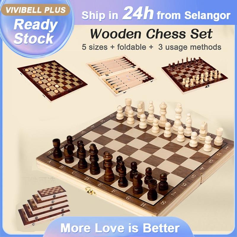 Set Catur, Kayu, Permainan Papan Catur Lipat, Set Catur Antarabangsa ...