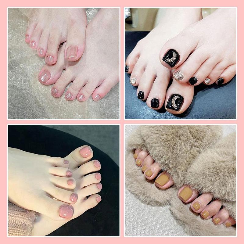 24 Pcs Toe Nail Fake Nails With Glue Foot Full Toe False Nai - TikTok ...