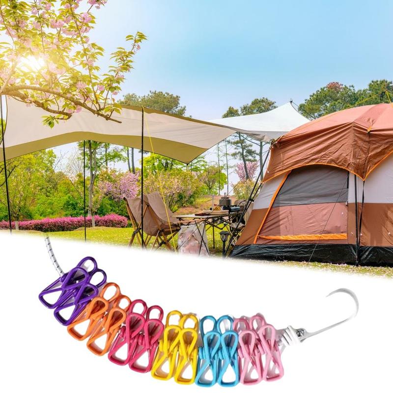 Travel Camping Washing Line Long Compact 12 Peg Clip Drying Portable ...