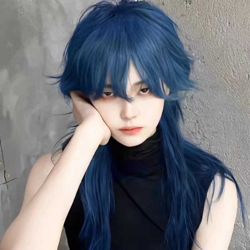 Full Head Man Wigs Synthetic Hair Long Air Bangs Hair Trailing - TikTok ...