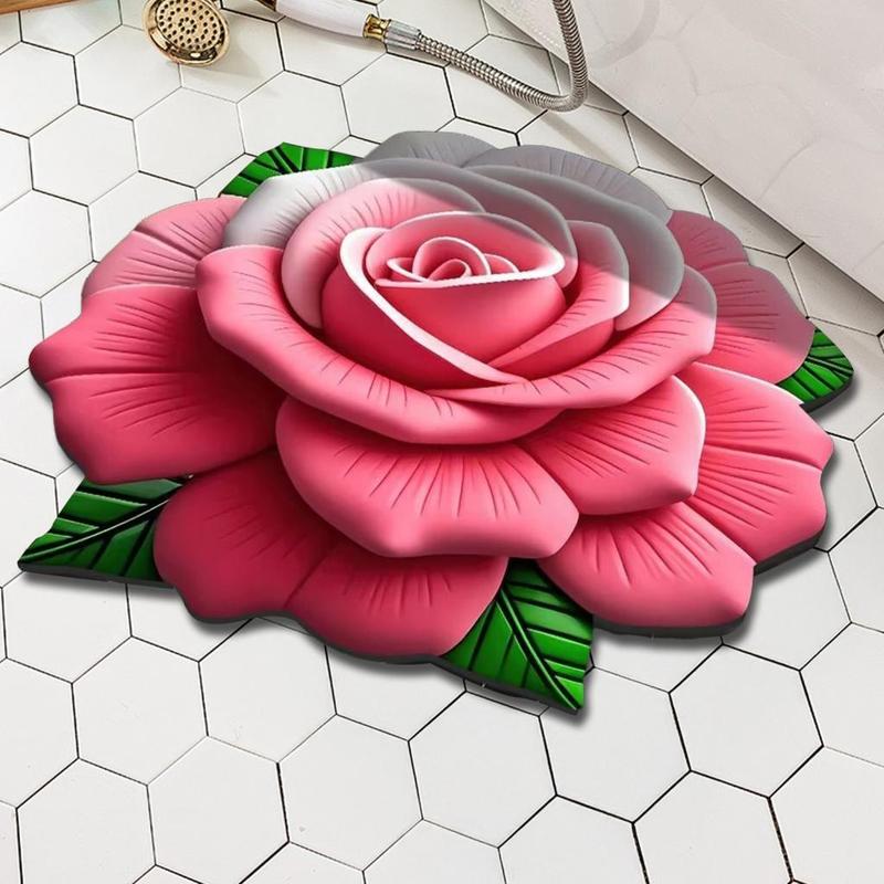 Eyuaseah Quick-drying Floral Plush Floor Mat Quick-dry Diatomaceous ...